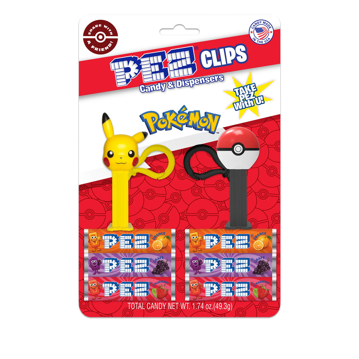 PEZ Clips Pokemon Pikachu and Pokeball | Collectible Candy Dispensers ...